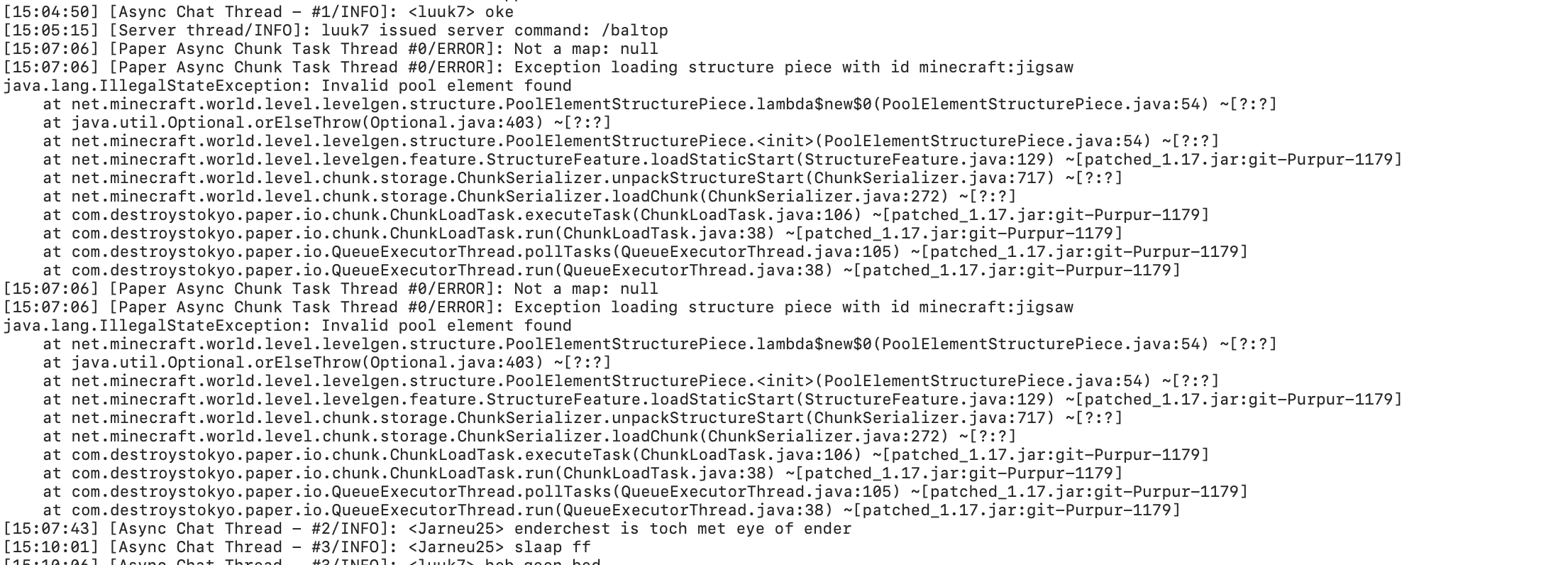 Server Crash ''chunks'' · Issue #5888 · PaperMC/Paper · GitHub
