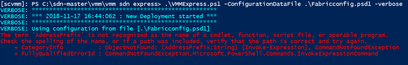 Error Running vmmexpress.ps1 AddressPrefix not recognized · Issue #278 · microsoft/SDN · GitHub