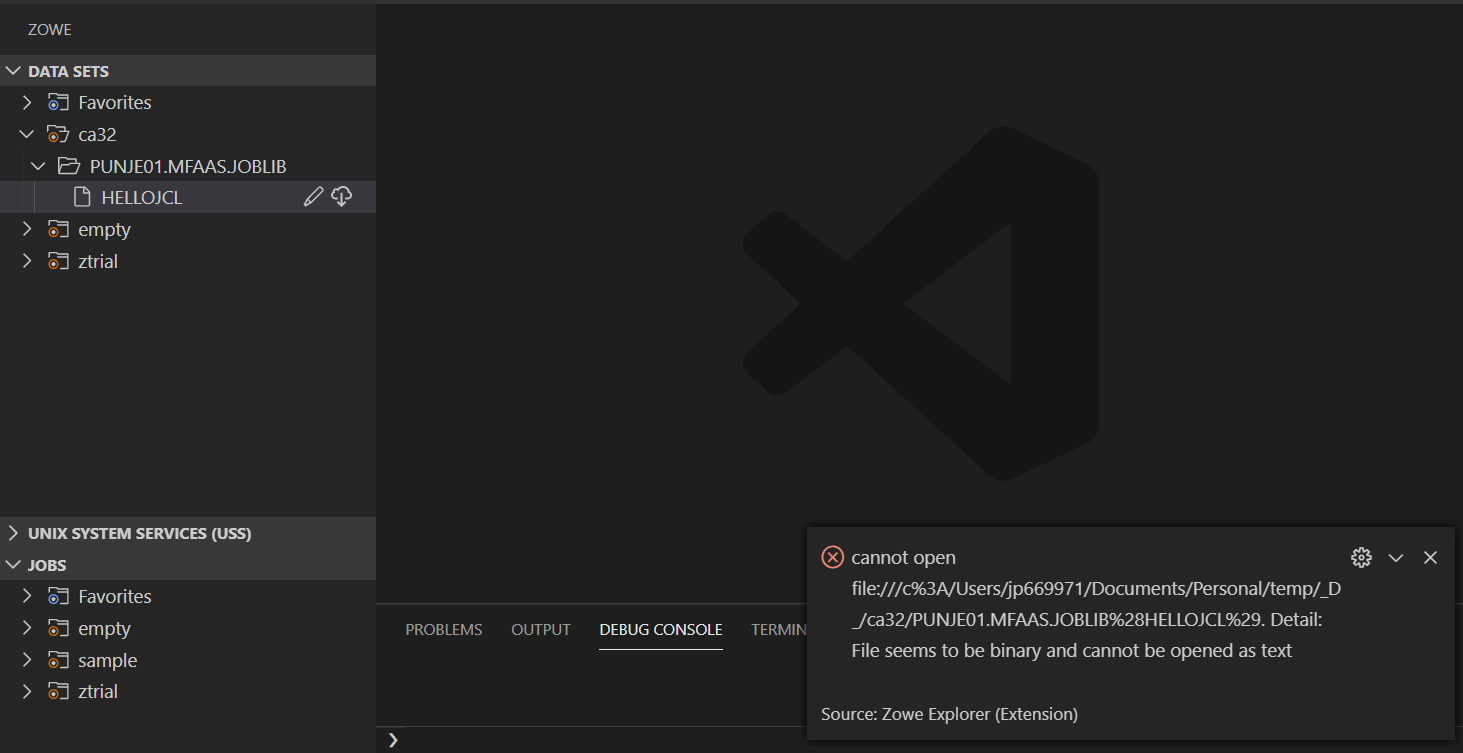 Cannot open compressed files · Issue #511 · zowe/zowe-explorer-vscode · GitHub