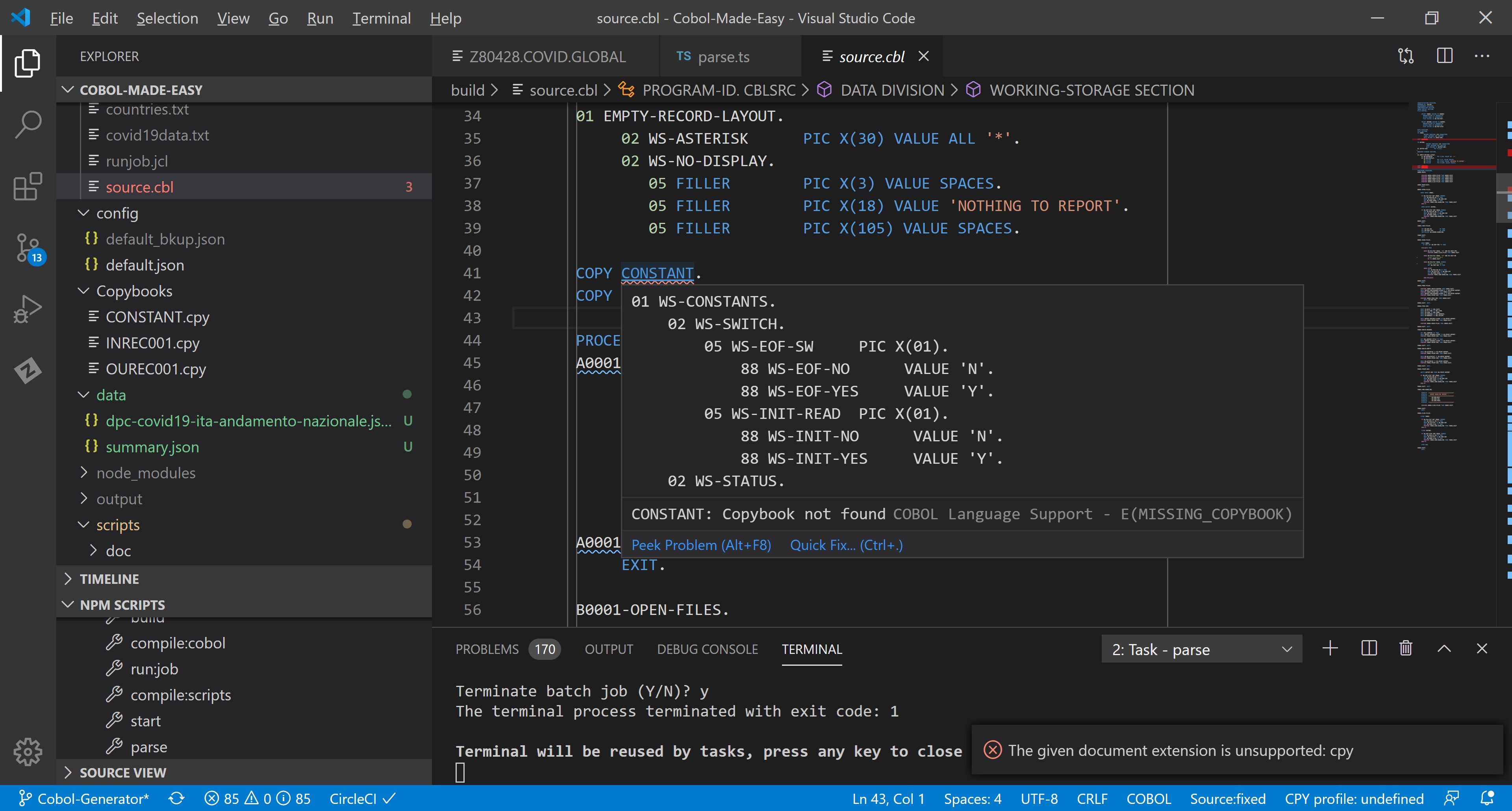 Copybook Is Not Found But I Can Click It · Issue 309 · Eclipse Che4zche Che4z Lsp For Cobol