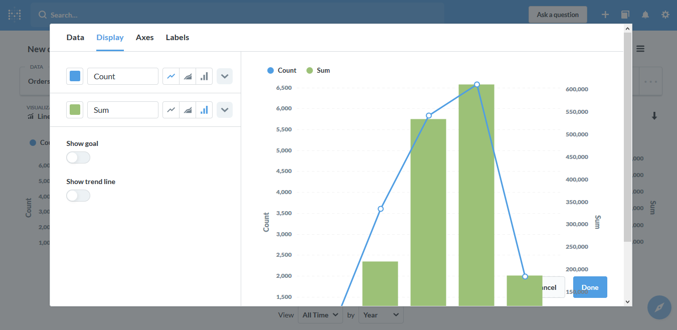 Line + Bar config screen layout issue · Issue #8891 · metabase/metabase ...