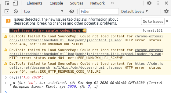 dayjs("Aug 2020") not working on Firefox and Safari · Issue #1075 · iamkun/dayjs · GitHub