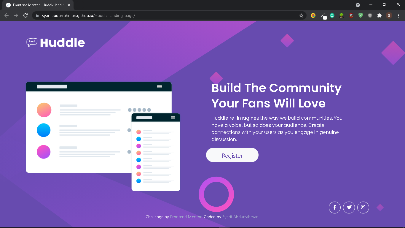 GitHub - syarifabdurrahman/Huddle-landing-page