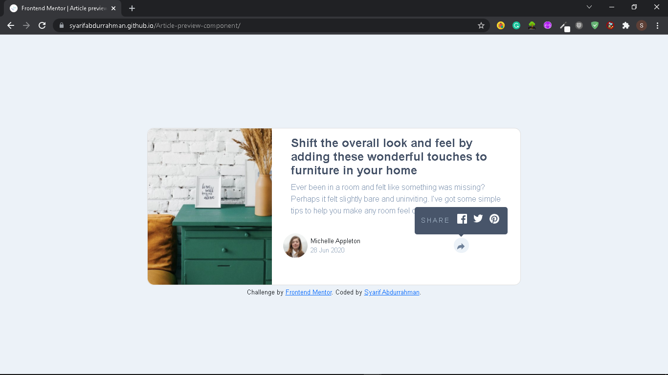 GitHub - syarifabdurrahman/Article-preview-component