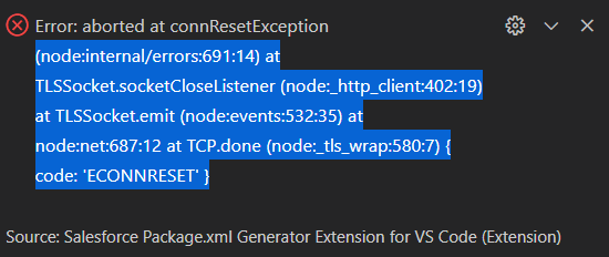 Error: aborted at connResetException · Issue #3952 · forcedotcom/salesforcedx-vscode · GitHub