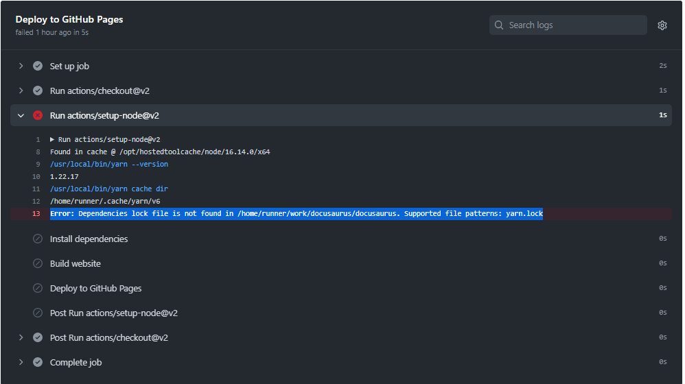 Incorrect instruction for GitHub Actions · Issue #6775 · facebook/docusaurus · GitHub