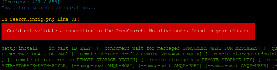 Magento 2.4.6 AWS Opensearch 1.2. No Alive nodes found. · Issue #37490 · magento/magento2 · GitHub