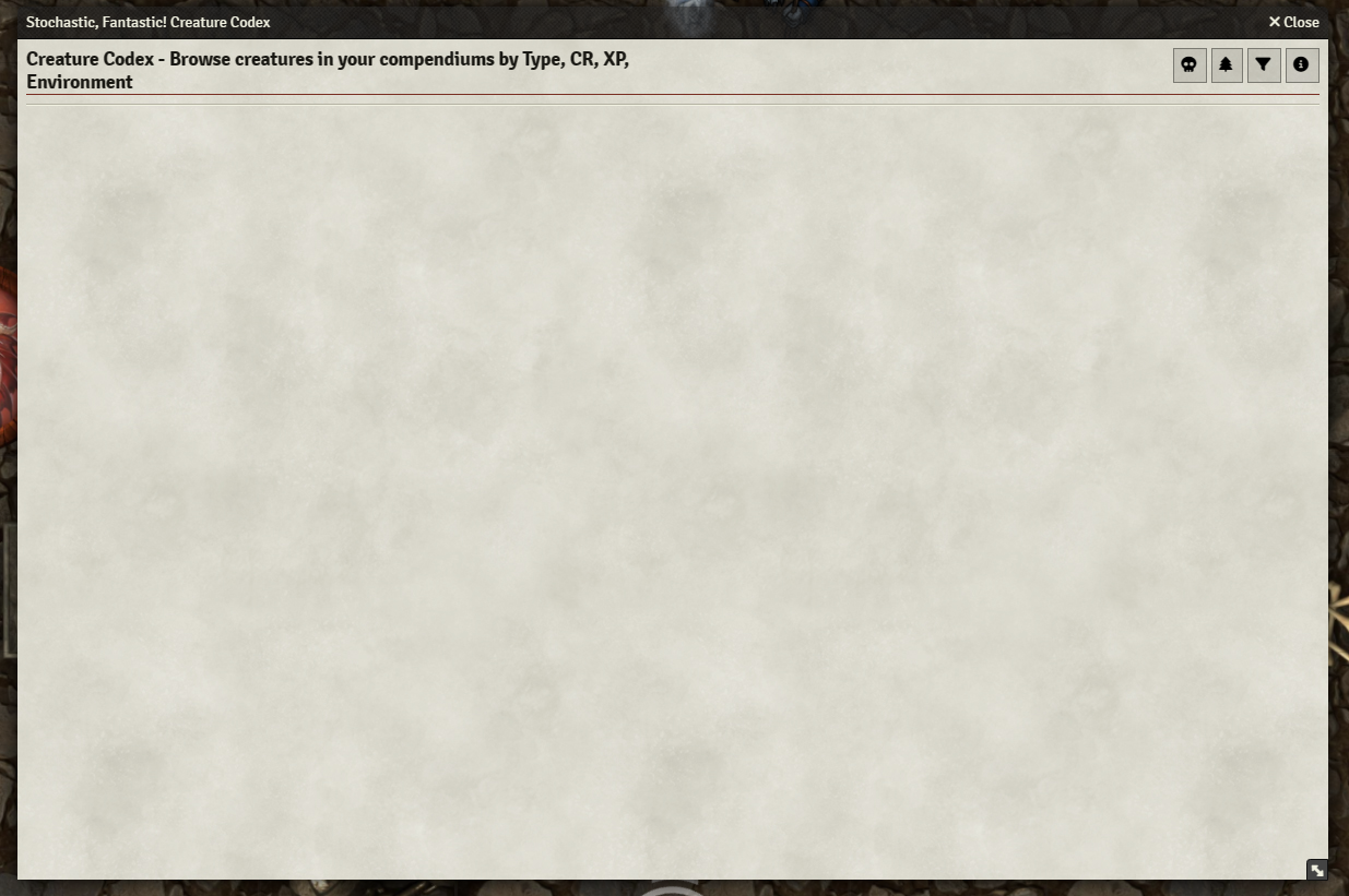 FoundryV11 - Creature Codex Table Not Loading & Encounter Generator making incomplete encounters ...