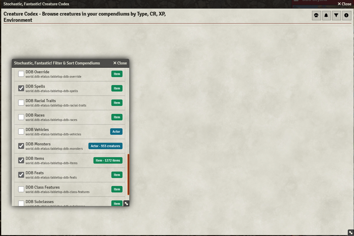 FoundryV11 - Creature Codex Table Not Loading & Encounter Generator making incomplete encounters ...