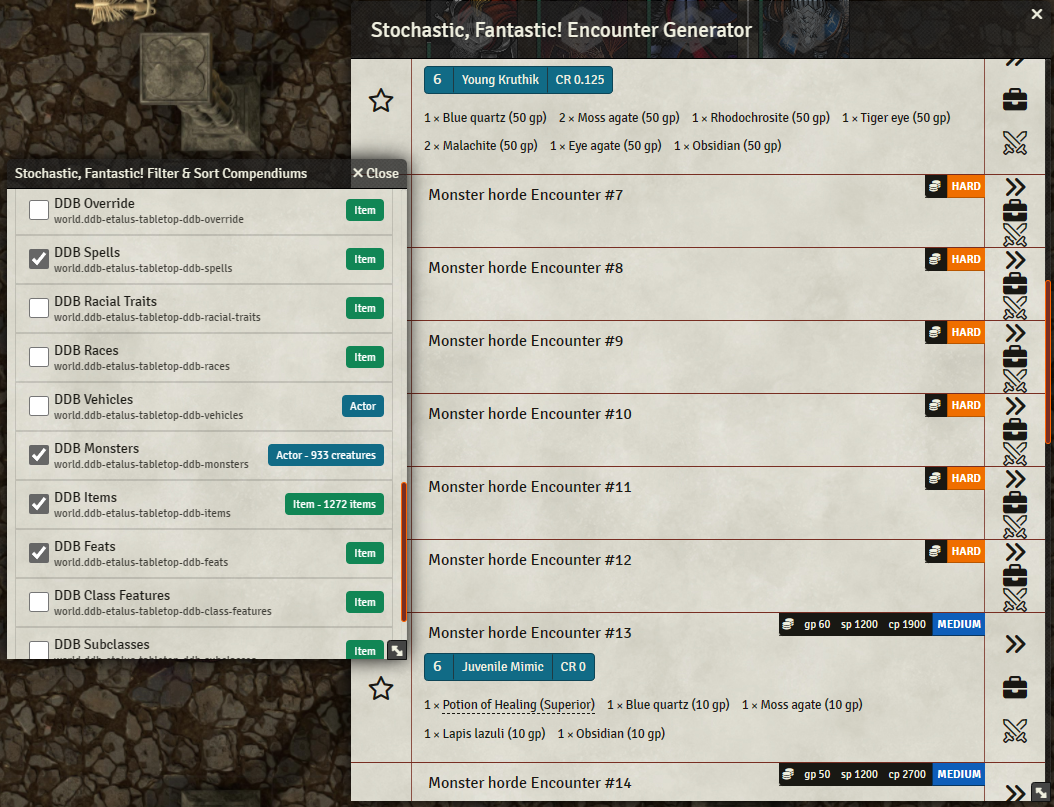 FoundryV11 - Creature Codex Table Not Loading & Encounter Generator making incomplete encounters ...