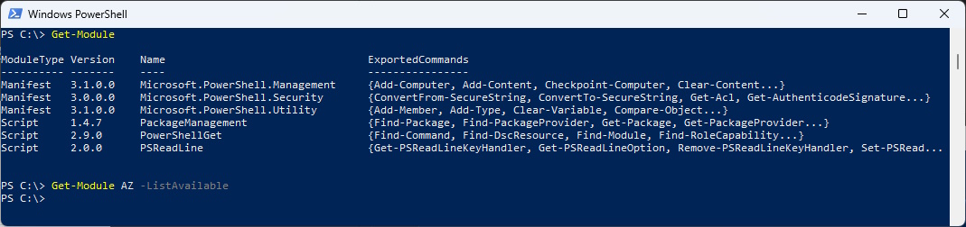 PowerShellGet 2.9.0 Preview Get-Module does not find AZ Module in PowerShell 5.1 · Issue #45 ...