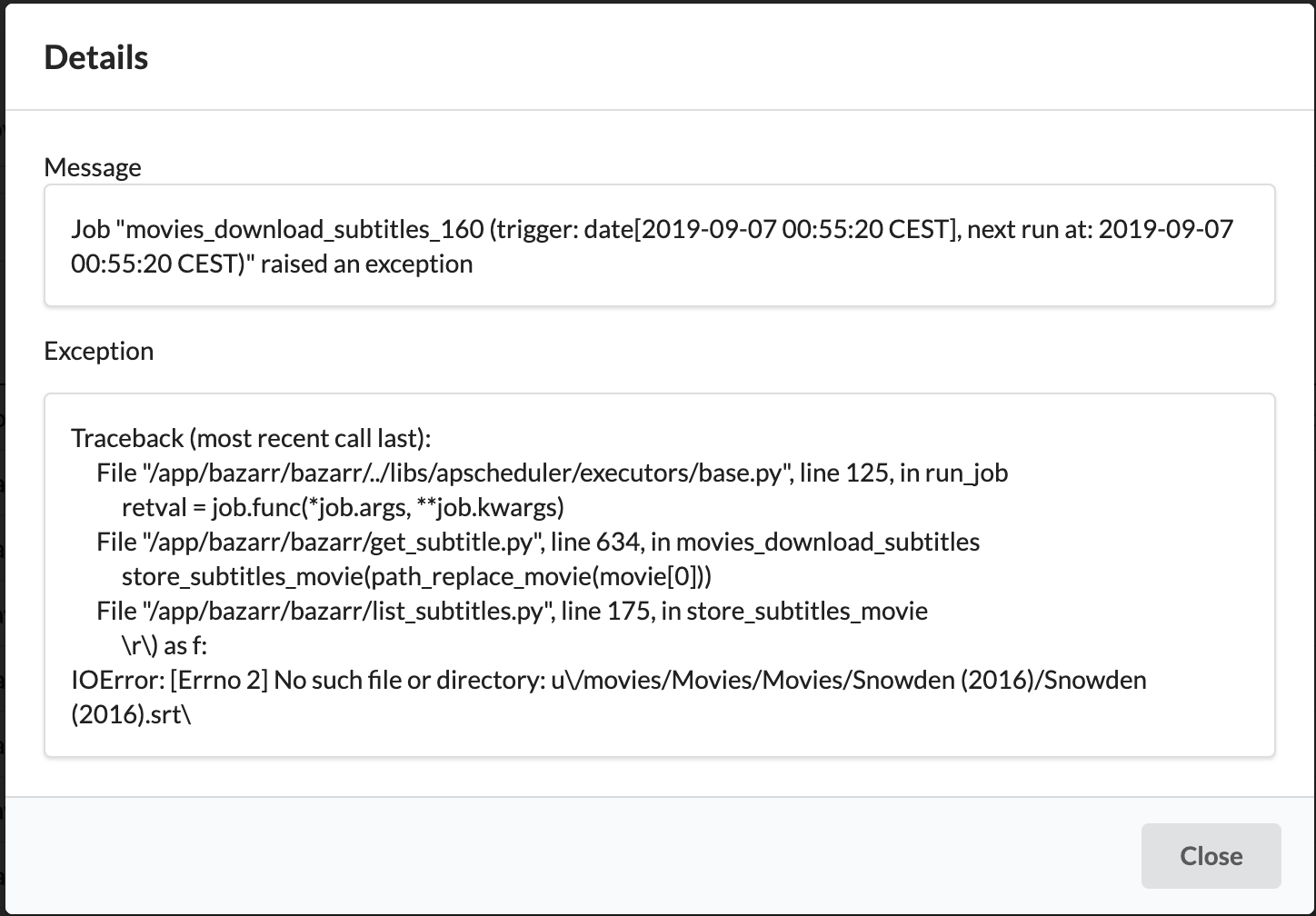 "Scan disk for subtitles" will end's with server error and strange path · Issue #532 ...