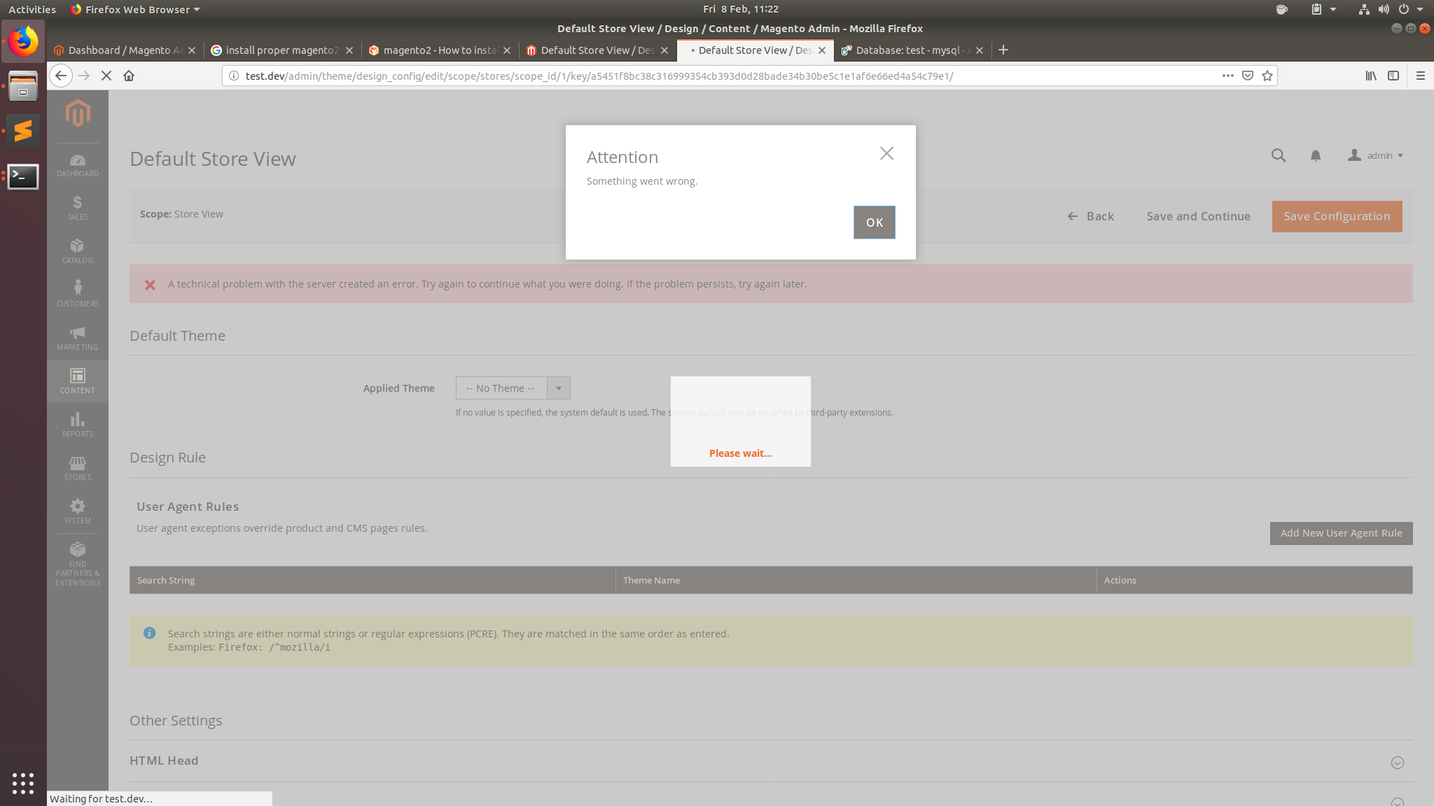 Attention something went wrong. On new installation after disabling cache. · Issue #21066 ...