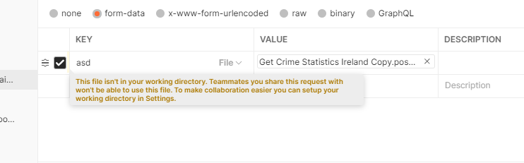 Postman form file shows tool tip sayying file is not in working directory · Issue #9605 ...