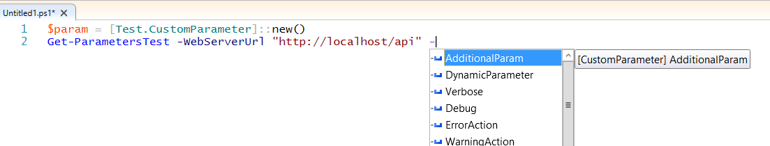 Intellisense Dynamic Parameters Not Displayed When Another Parameter Is Of A Custom Type