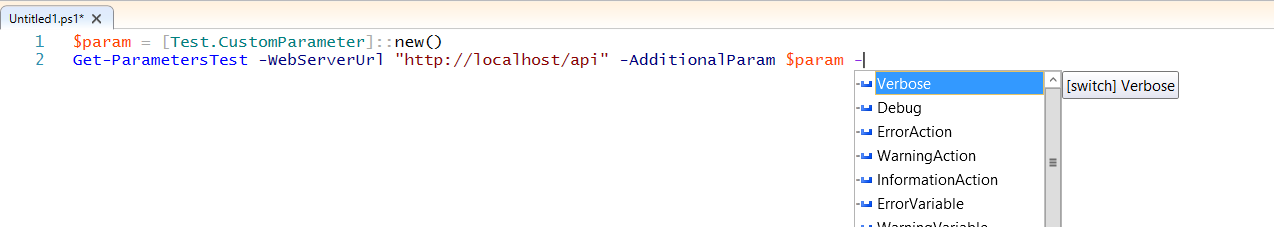 Intellisense Dynamic Parameters Not Displayed When Another Parameter Is Of A Custom Type