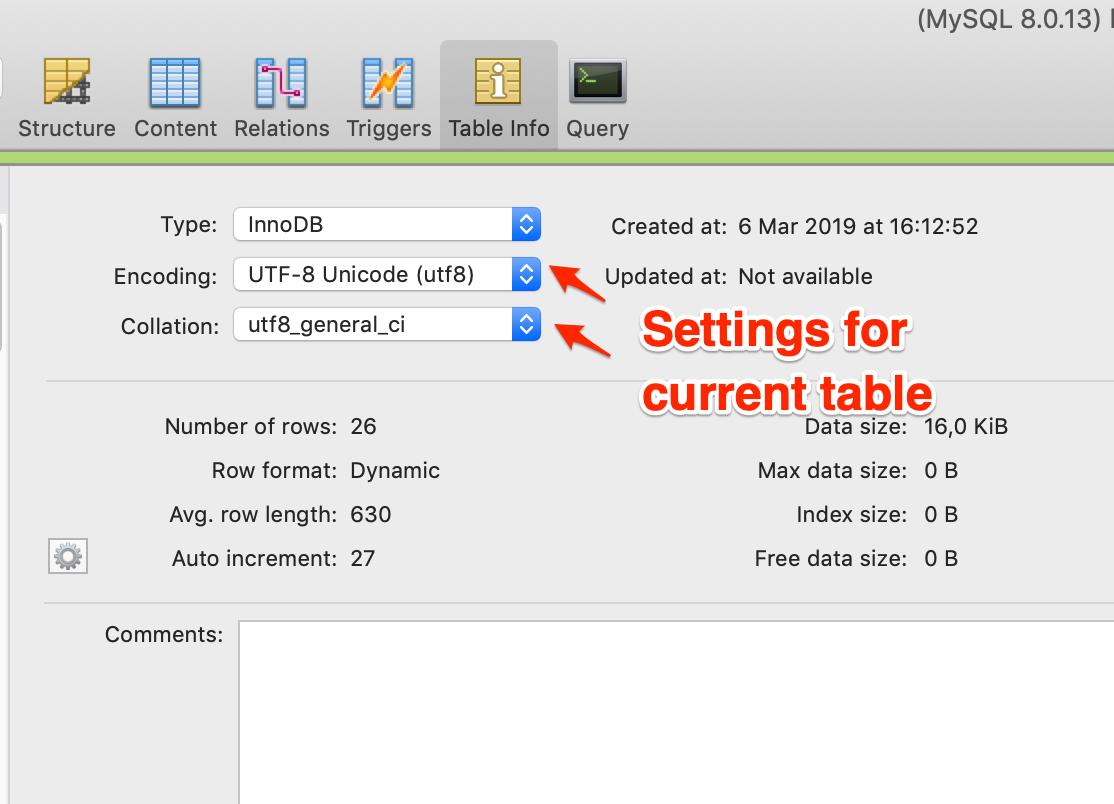 Field Tables Database Collation And Encoding. · Issue #584 · Tableplus 