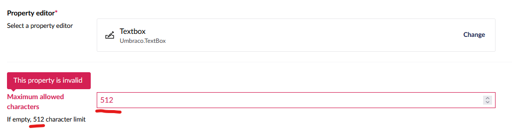 Umbraco.TextBox property validation problem (Maximum allowed characters) · Issue #14063 ...
