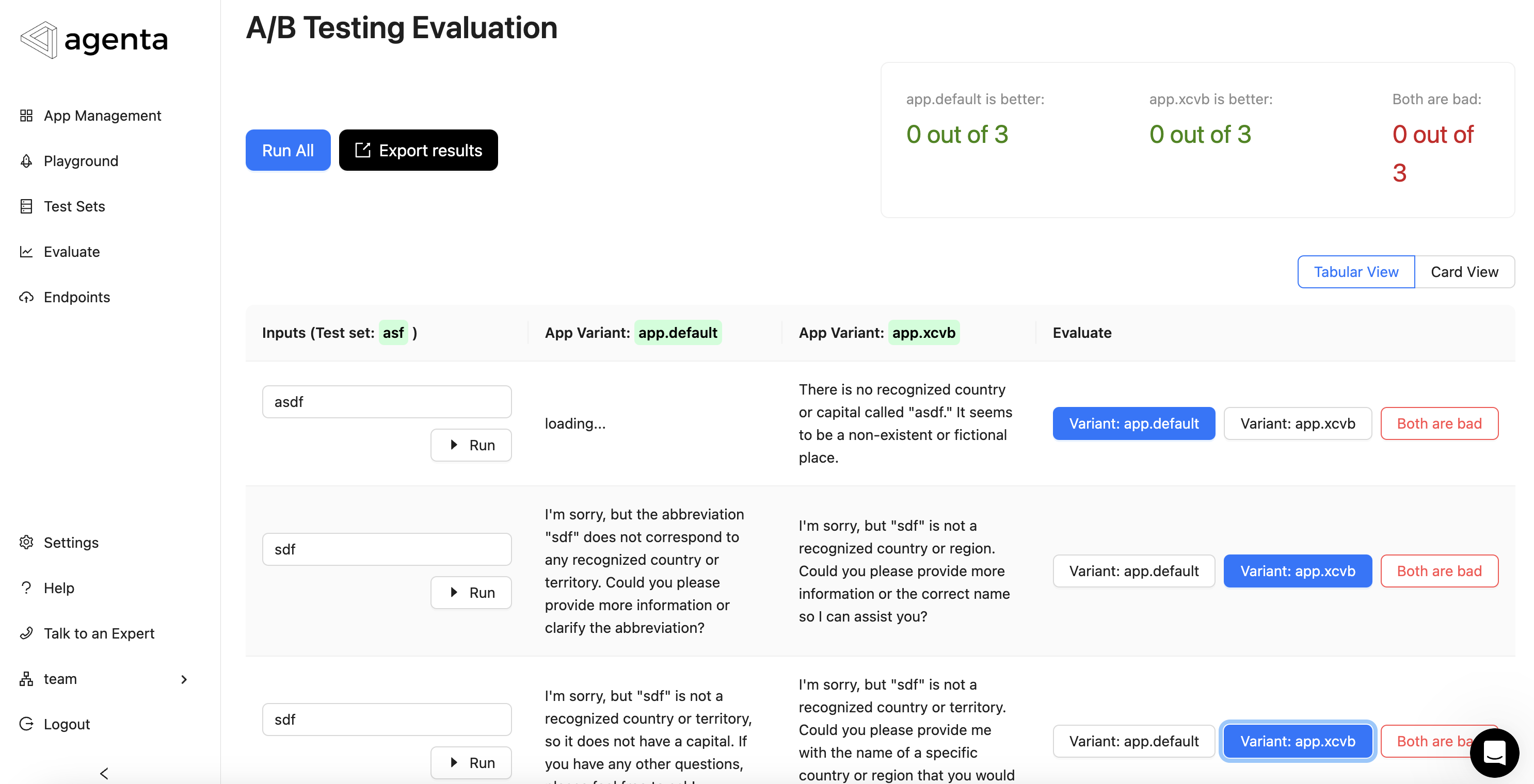 [Bug] Live results in A/B evaluation view not updating · Issue #874 · Agenta-AI/agenta · GitHub