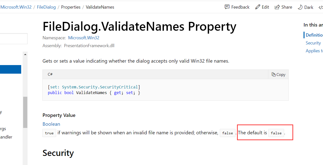 Filedialogvalidatenames Default Value Is True Not False · Issue 1813 · Dotnetdotnet Api 2975