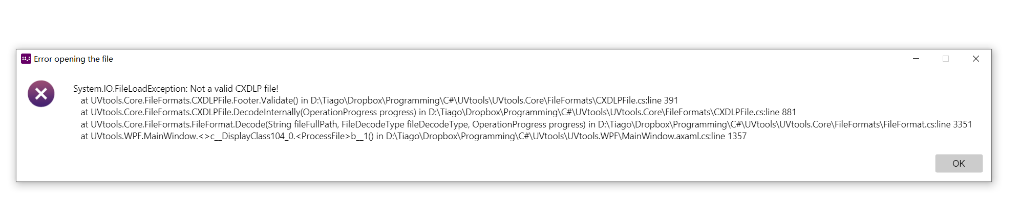 [BUG] Unable to open .cxdlp file exported by chitu box · Issue #501 · sn4k3/UVtools · GitHub