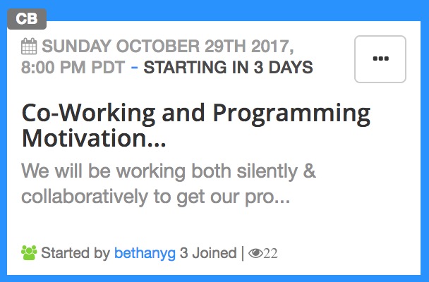 Design/UI feedback: can we improve the display of events? · Issue #696 · codebuddies/codebuddies ...