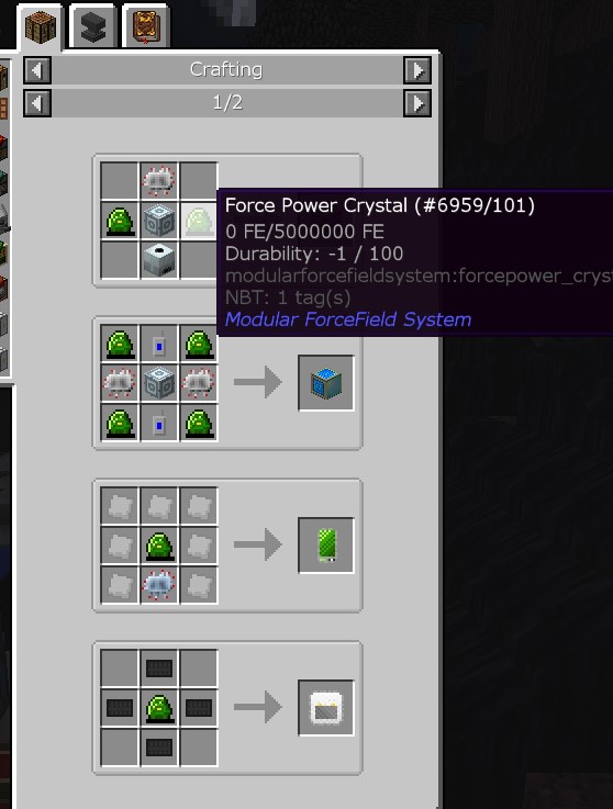 Forcepower_crystal has no crafting recipe yet is used to make MFFS ...