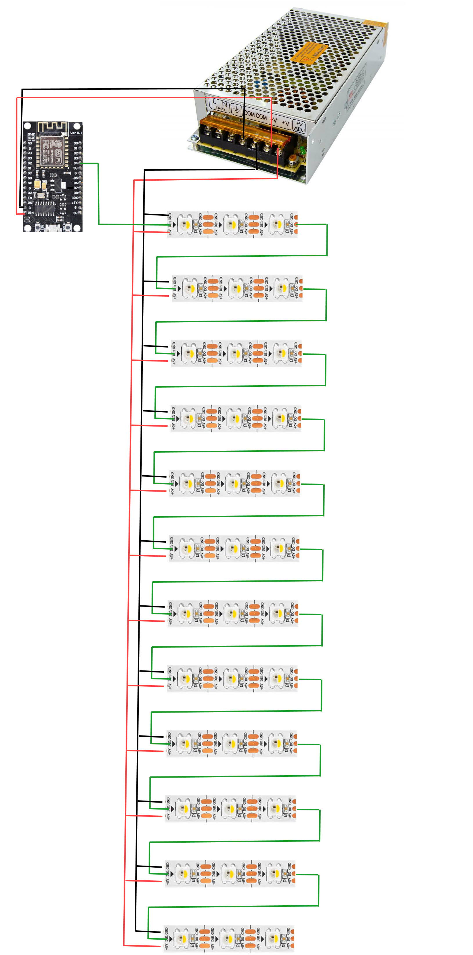 Stairways ESP32 + SK6812 RGBW starts flashing half way 480 leds · Issue ...