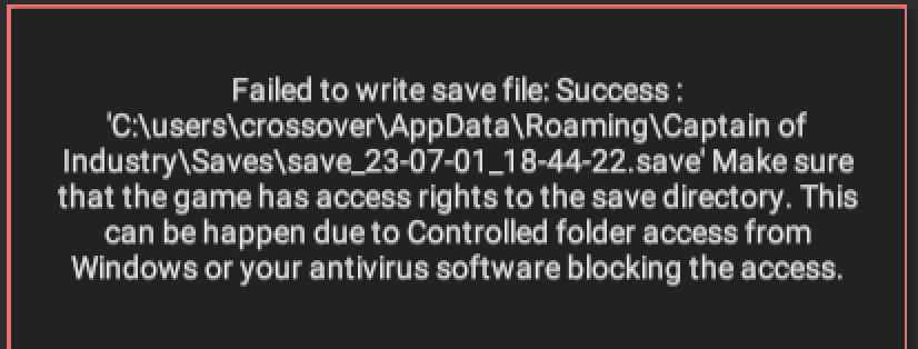 Can't save game in mac (Wine + GPTk) · Issue #1189 · MaFi-Games/Captain-of-Industry-issues · GitHub