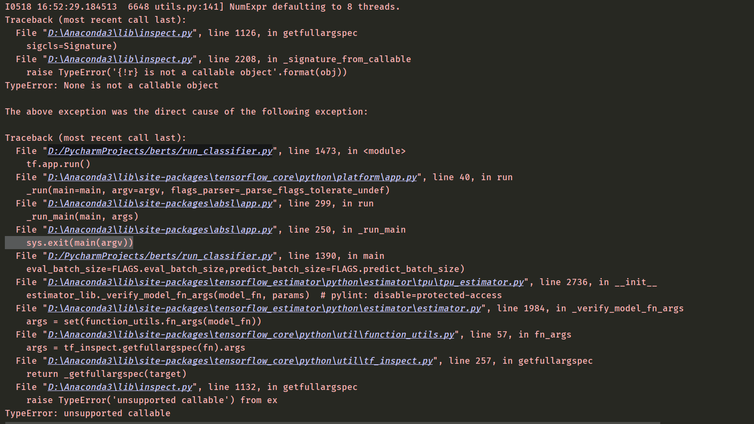 run run_classifier there's an Error! · Issue #1086 · google-research/bert · GitHub