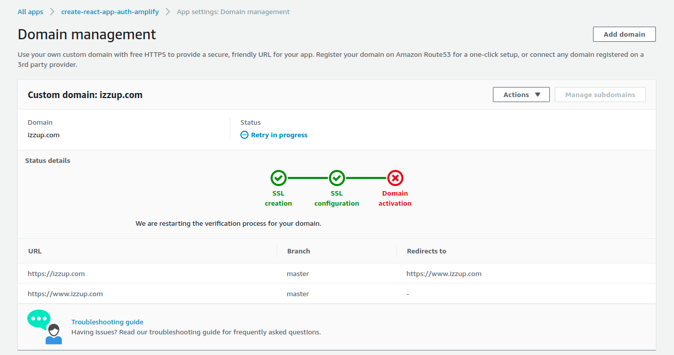 Domain Activation Is Failed [brief Description] · Issue 1093 · Aws Amplify Amplify Hosting