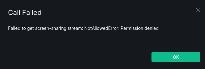 Element Desktop screensharing does not work. · Issue #15040 · element-hq/element-web · GitHub