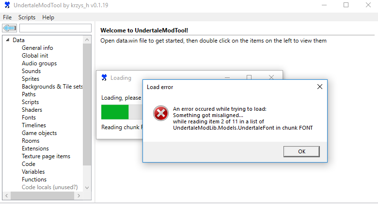 an error occurs when loading the archive · Issue #83 · UnderminersTeam/UndertaleModTool · GitHub