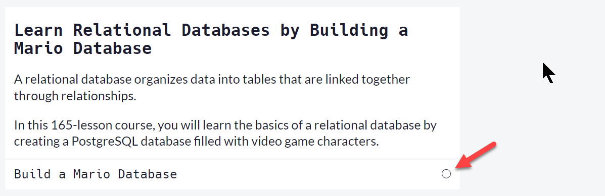 Not marked as complete - Learn Relational Databases by Building a Mario Database · Issue #57 ...