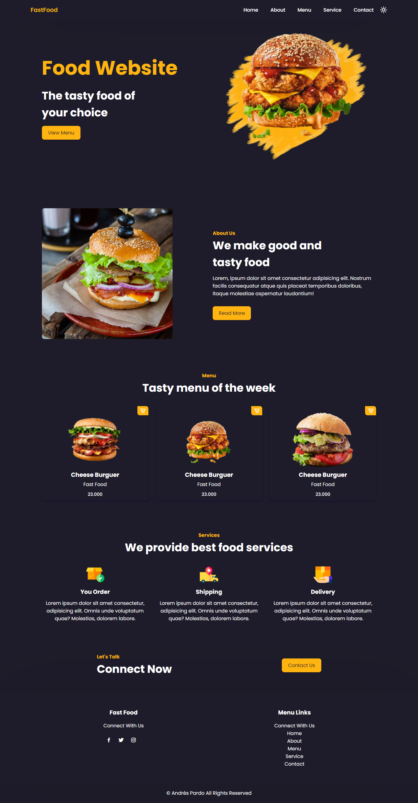 GitHub - Andresp08/Food-website: Project for a restaurant, Html, Css ...