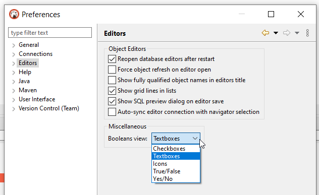 How to control display of boolean value in results grid · dbeaver ...