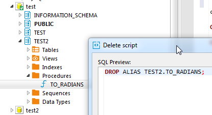 Database Navigator can't drop aliases ("procedures") in H2 · Issue #12971 · dbeaver/dbeaver · GitHub