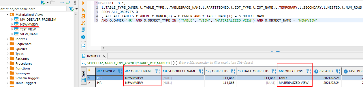 [Oralce] Materialized view is unnecessarily shown as a common table · Issue #16656 · dbeaver ...