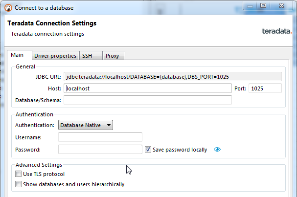 Teradata Connection Advanced Settings missing · dbeaver · Discussion ...