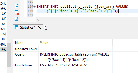 Exported SQL INSERT statement isn't proper if a table has JSONB column ...