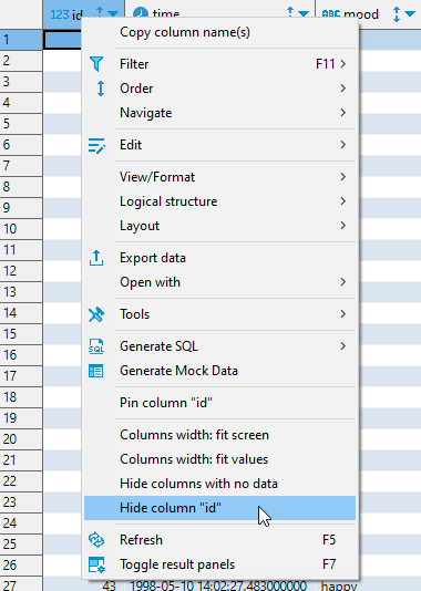 Display Tab [Data] when displaying properties of a column · Issue ...