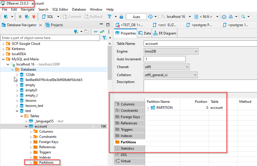 [MySQL/MariaDB] do not show empty default partitions · Issue #20108 · dbeaver/dbeaver · GitHub