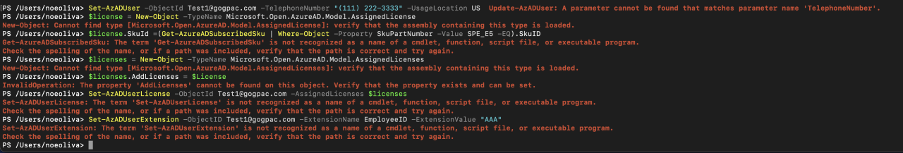 Azure Az Powershell Module For Macos Errors When Setting Up Users Parameters · Issue 20450