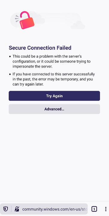community.windows.com - "Secure Connection Failed" error received ...