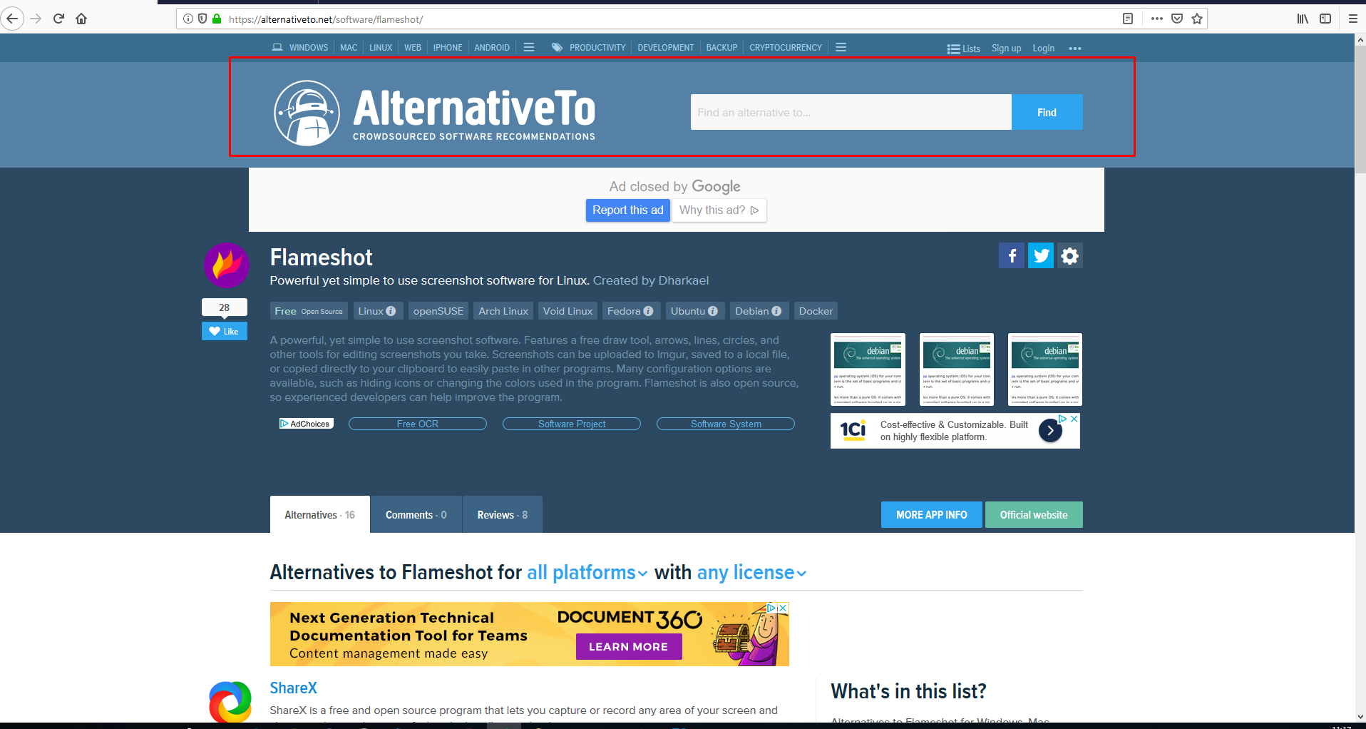 alternativeto.net - design is broken · Issue #24172 · webcompat/web-bugs · GitHub