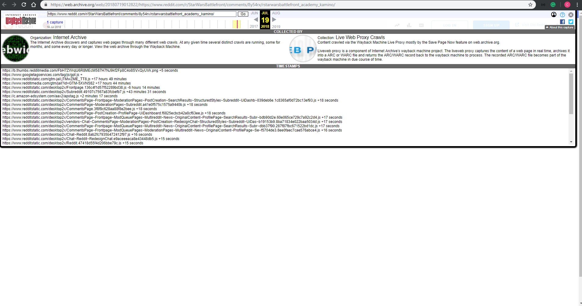(JavaScript) Reddit www.reddit.com redesign versus the Internet Archive ...