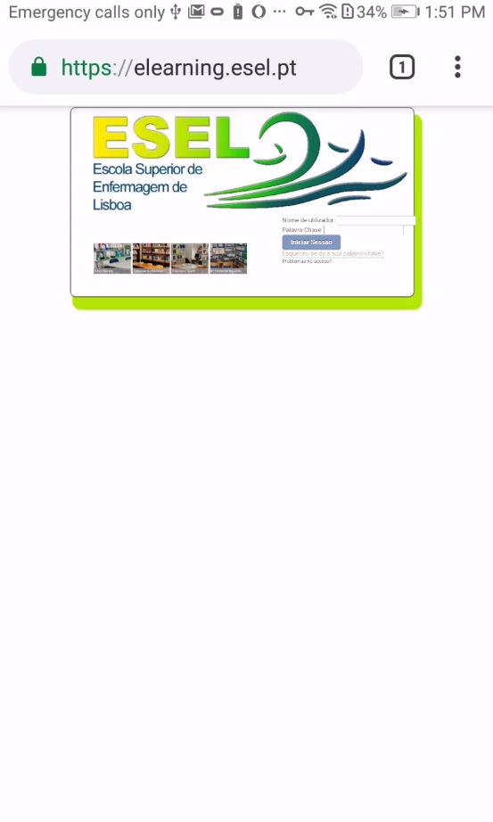 elearning.esel.pt - "This Connection is Untrusted" error message displayed after accessing a ...