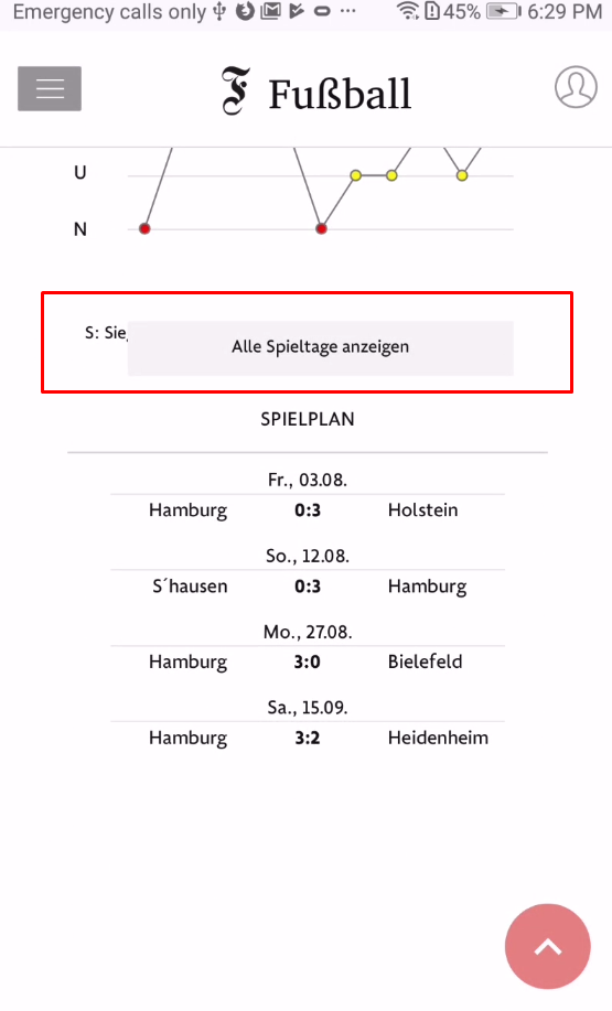 “alle Spieltage Anzeigen” Button Overlaps Legend Text · Issue 9014 · Webcompat