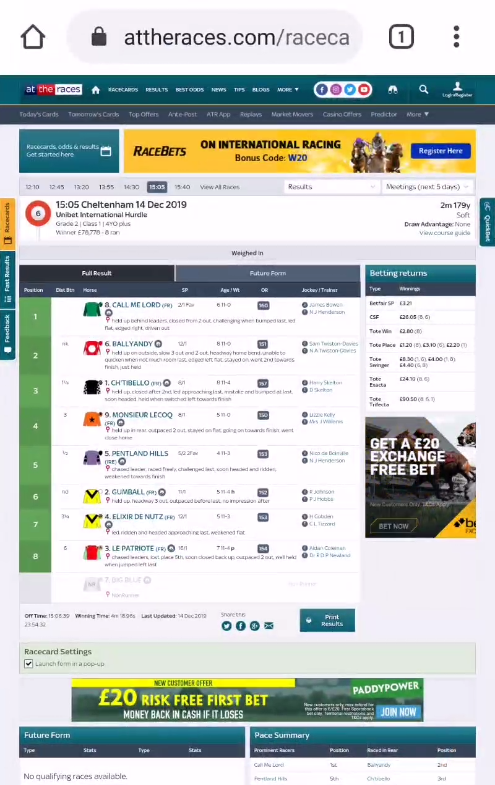 www.attheraces.com - A zoomed-in version of the site is displayed ...