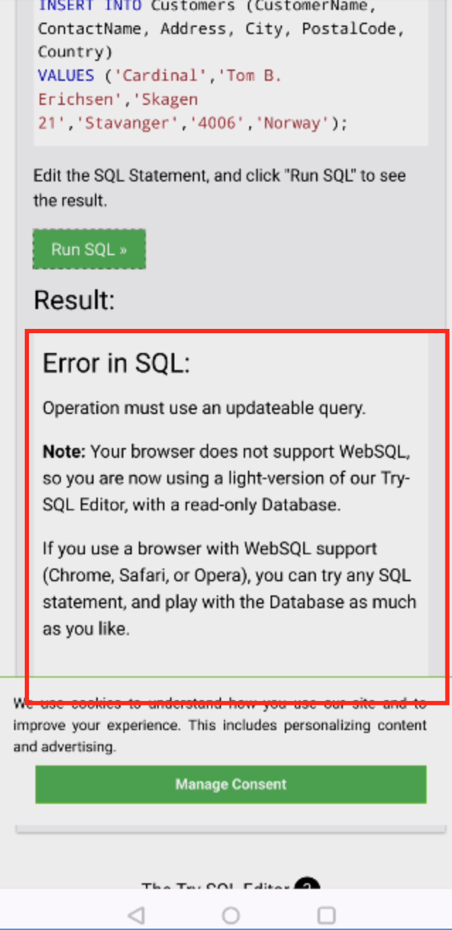 www.w3schools.com - Unable to perform SQL statement · Issue #50581 ...